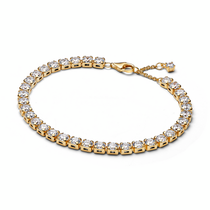 14k gold-plated tennis bracelet with clear cubic zirconia