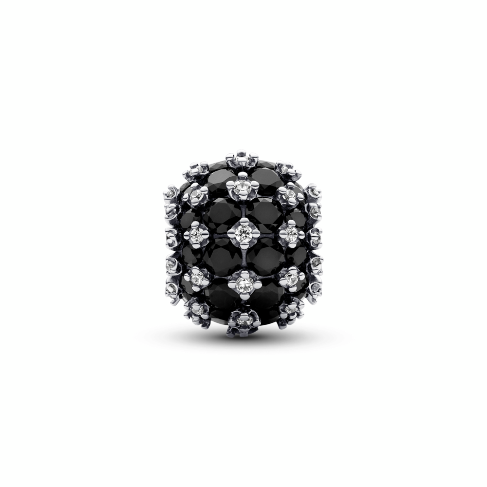 Sparkling Pavé Round Black Charm – Pandora Jordan