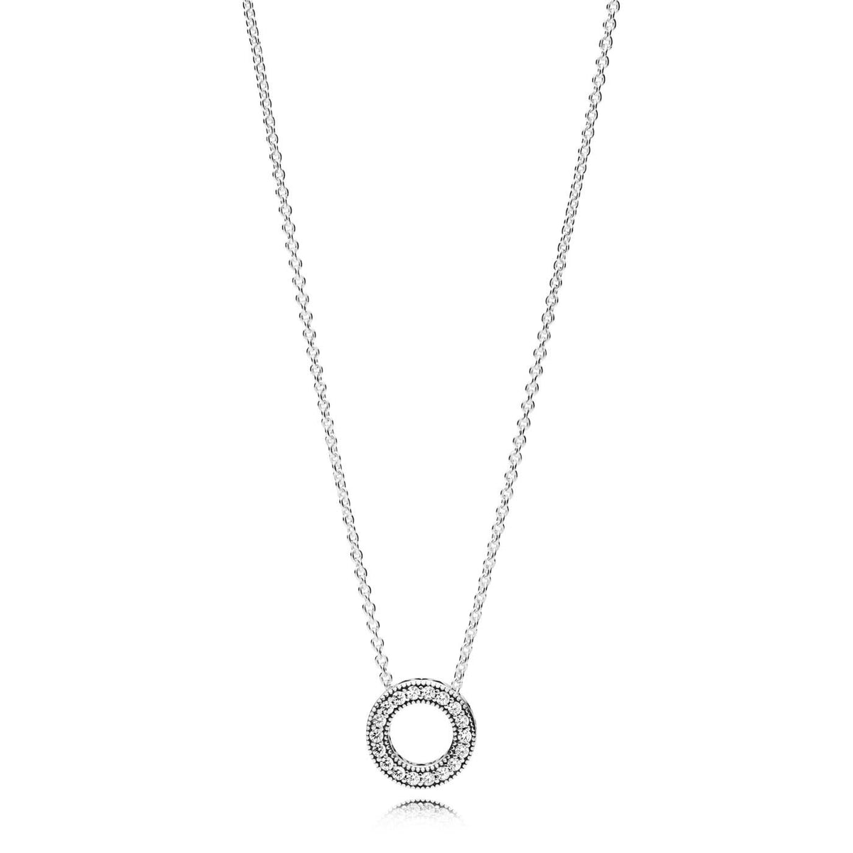 PANDORA logo reversible silver collier with clear cubic zirconia