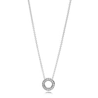PANDORA logo reversible silver collier with clear cubic zirconia