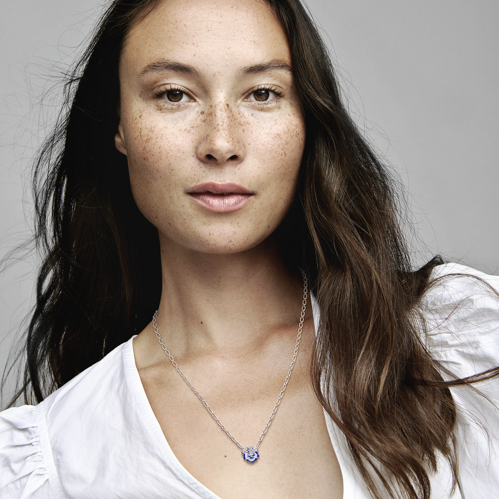 Blue Pansy Flower Pendant Necklace – Pandora Jordan