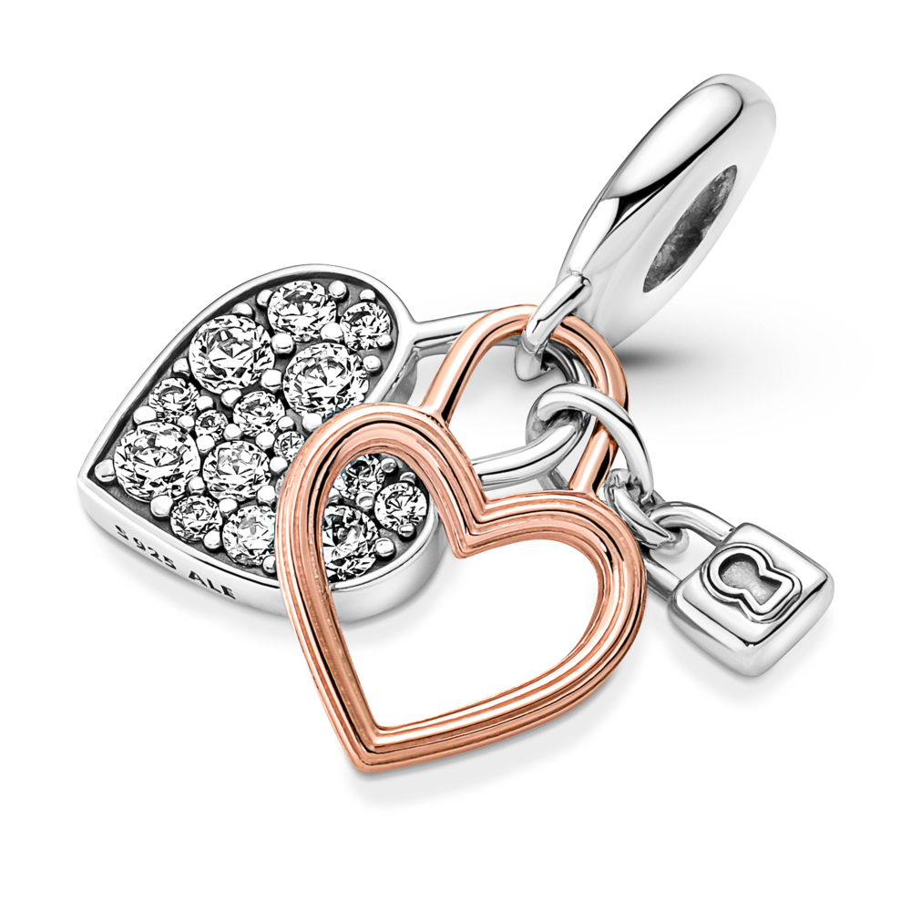 Heart Padlock Double Dangle Charm – Pandora Jordan