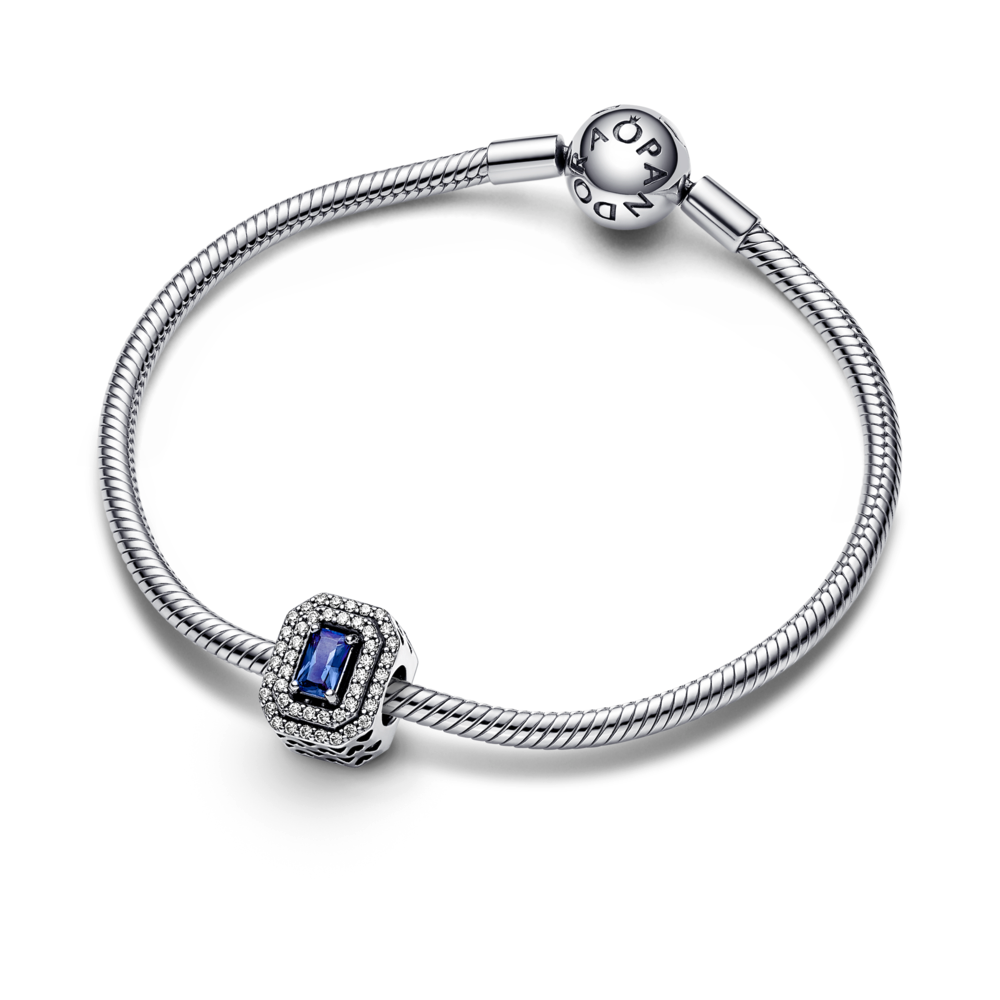 Blue Sparkling Levelled Rectangular Charm – Pandora Jordan